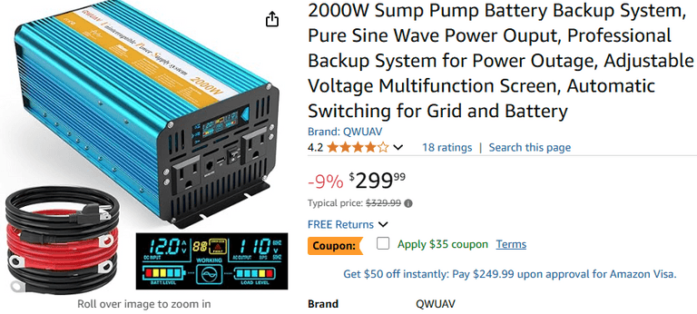 QWUAV 2000W Sump Pump Battery Backup System | Like New - Rio Grande Trade
