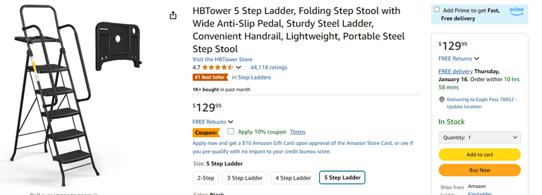 HBTower 5 Step Ladder | Like New | (See Condition Notes) - Rio Grande Trade