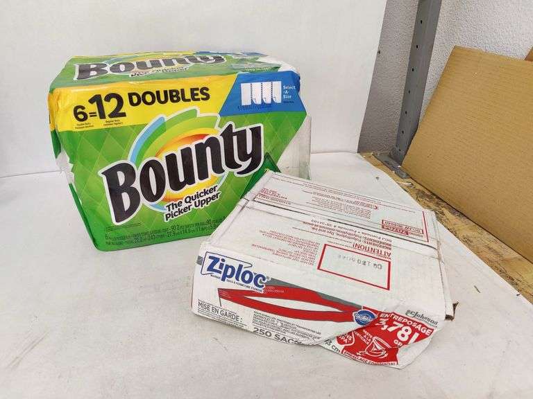 Bounty Paper Towels 6 Pk + Ziploc Bags 1 Gal Box Bundle | Like New ...