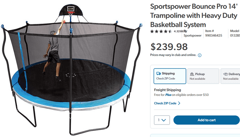 Sportspower Bounce Pro 14' Trampoline W/ Heavy Duty Basketball System ...