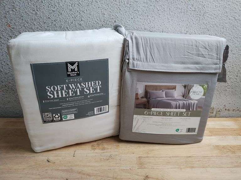 HARMONT HOME Sheet Set, 6pcs, King & MEMBERS MARK Sheet Set, 6pcs, King ...