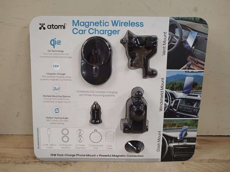 ATOMI Magnetic Wireless Car Charger, Compatibility in Photos | Like New ...
