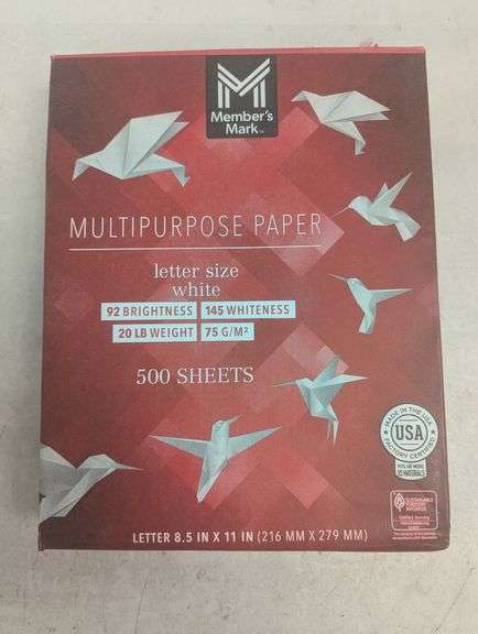 MEMBERS MARK Multipurpose Letter Size White Paper 10pck 5000sheets 8.5 ...
