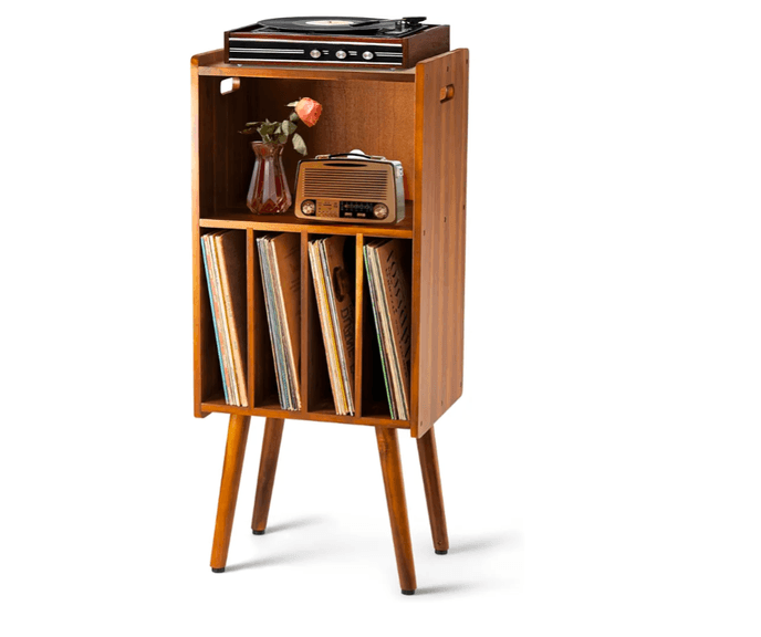 2BHOME Wooden LP Record Player Stand, 3-Tier, Warm Acacia, 15.3"x17.2 ...