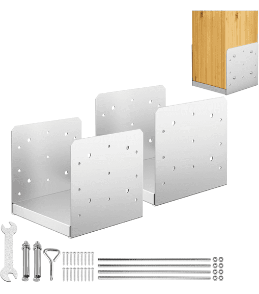 8x8'' Post Base 2pc Stainless Steel Adjustable Post Anchor Bracket ...