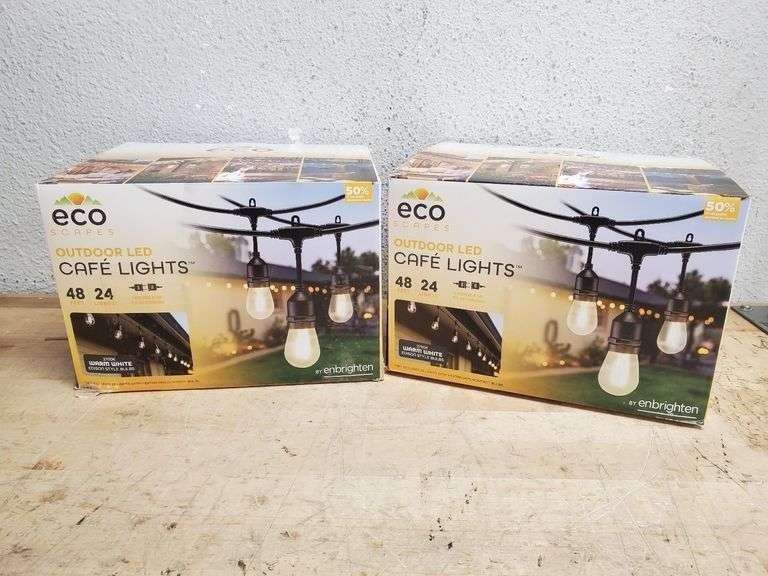 ECO SCAPES Outdoor LED Cafe Lights 48', 24 Lights, Set Of 2 | Open Box ...