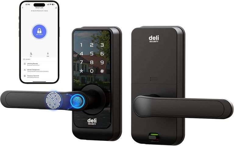deli SECURITY Smart Lock, Fingerprint Keyless Door Lock with Handle ...