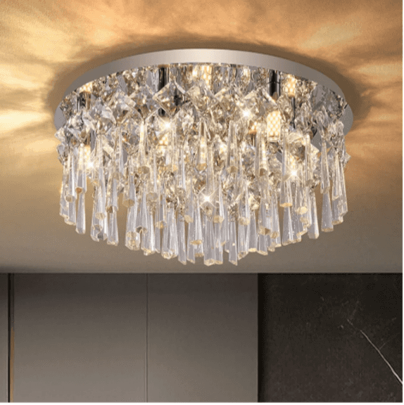 ROMYEAR 7-Lights Modern Crystal Ceiling Light Fixture 17.72 x 17.72 x 7 ...