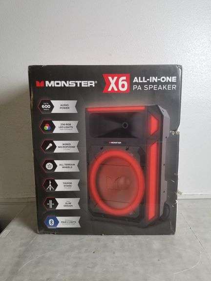 MONSTER X6 All-In-One PA Bluetooth Speaker W/Stand & Microphone | Open ...