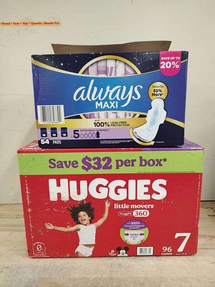 Diapers & Sanitary Pads Bundle: ALWAYS Maxi Extra Heavy Pads, 54ct ...