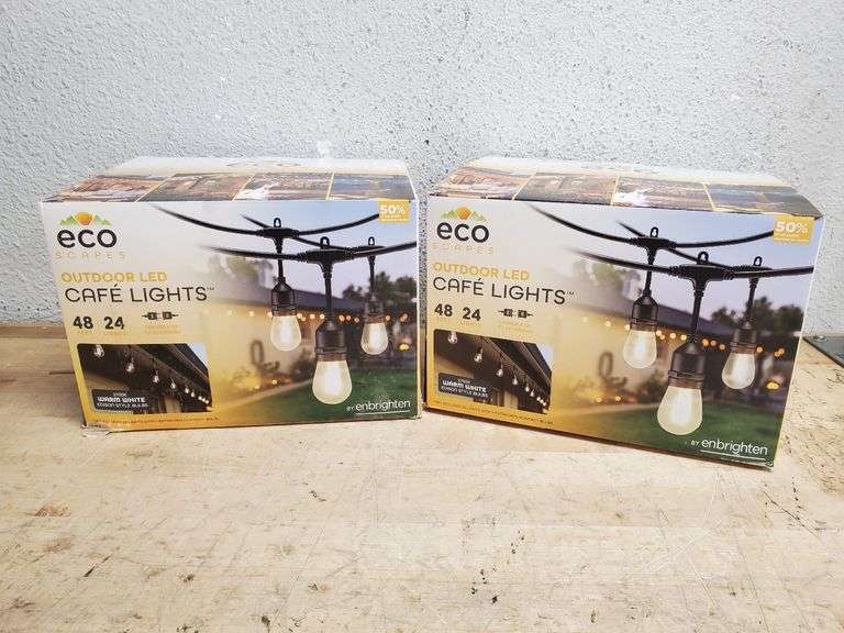 ECO SCAPES Outdoor LED Cafe Lights 48', 24 Lights, Set Of 2 | Open Box ...