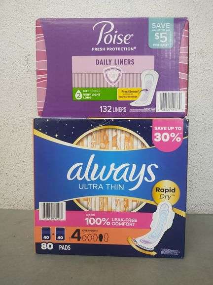Personal Care Bundle: 1 Box Always Ultra Thin Overnight Pads And 1 Box ...