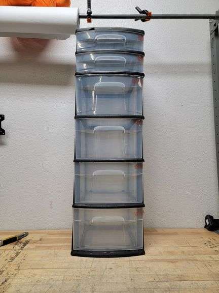 HOMZ Drawer Tower, 6-Tier Clear Plastic Storage Organizer Cart, Black ...
