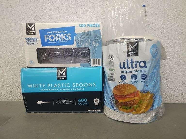Member's Mark Disposable Dinnerware Bundle: Plastic Forks, Plastic ...