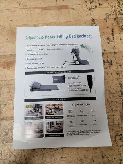 Adjustable Power Lifting Bed Backrest, Gray | Open Box - Rio Grande Trade