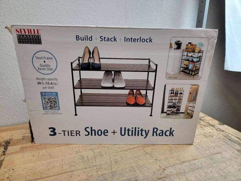 MEMBERS MARK 3- Tier Gray Metal Shoe + Utility Rack, 19"H | Like New ...