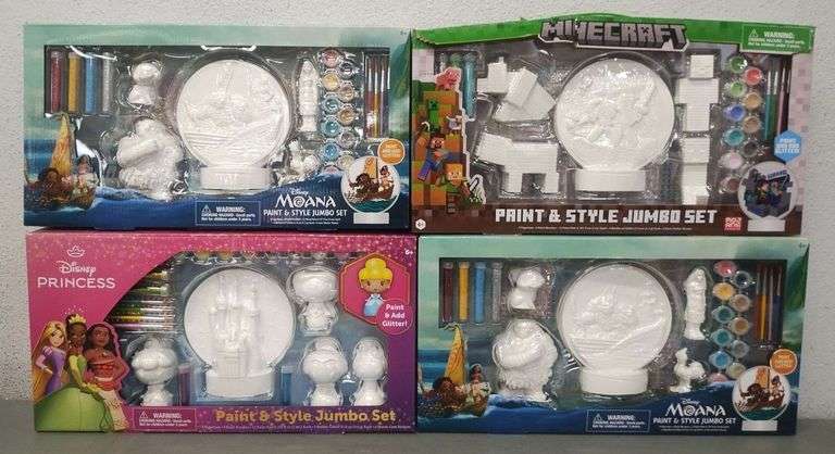 Paint & Style Set Bundle: 1 Minecraft, 1 Disney Princess, And 2 Disney ...