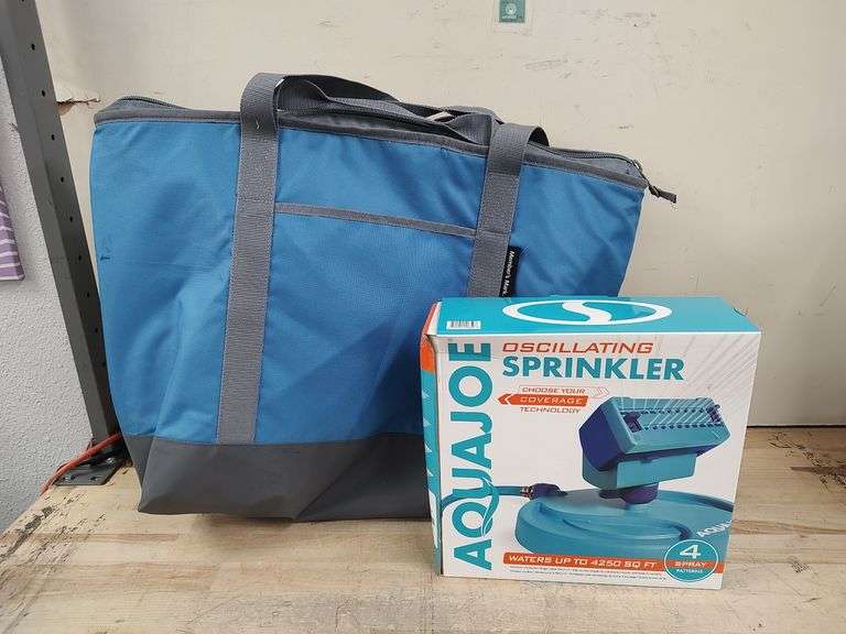 AQUAJOE Oscillating Sprinkler & MEMBER'S MARK Cooler Tote Bundle | Open ...