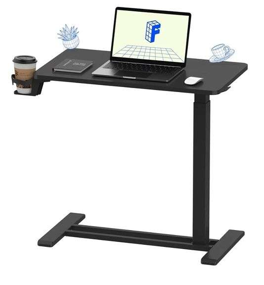 FLEXISPOT H7 Adjustable Overbed Bedside Table w/ Wheels, 27.6x15.7x25.6 ...