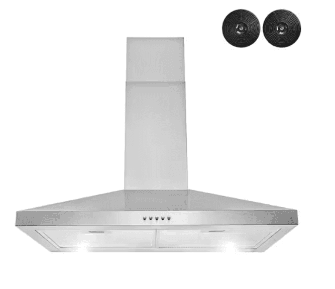 30 in. 217 CFM Convertible Kitchen Wall Mount Range Hood in Stainless ...