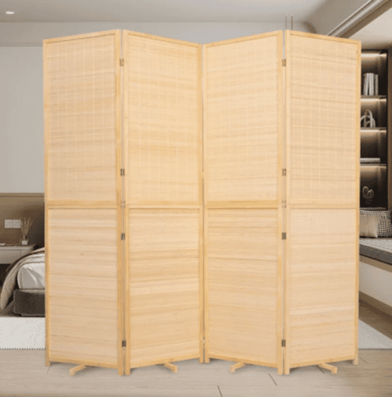 JVVMNJLK 4 Panel Bamboo Room Divider 5.6 Ft. | Open Box | (See ...