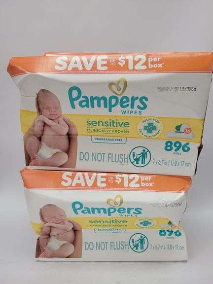 DIAPER BUNDLE - PAMPERS Sensitive Baby Wipes, 896ct each, 2 boxes ...