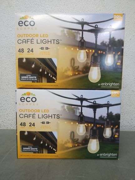 ECO SCAPES Outdoor LED Cafe String Lights, 48', Set Of 2 | Open Box ...