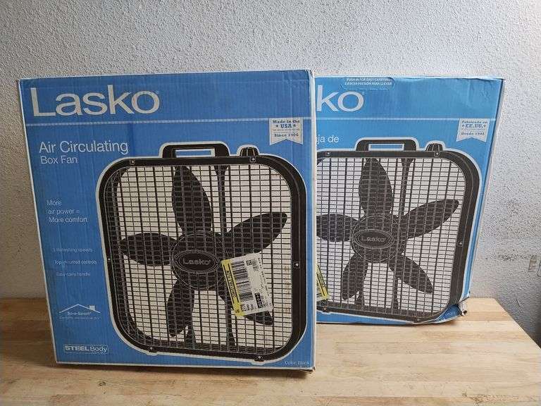 LASKO Air Circulating Box Fan, 20", Black, Set of 2 | Open Box | (See ...