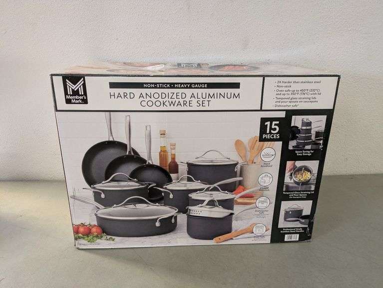MEMBERS MARK Hard Anodized Aluminum Cookware Set | Open Box | (See ...