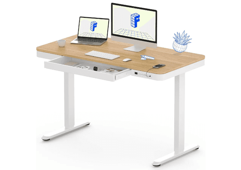 FLEXISPOT Comhar Electric Standing Desk W/ Drawer & Charging Port, 48"L ...