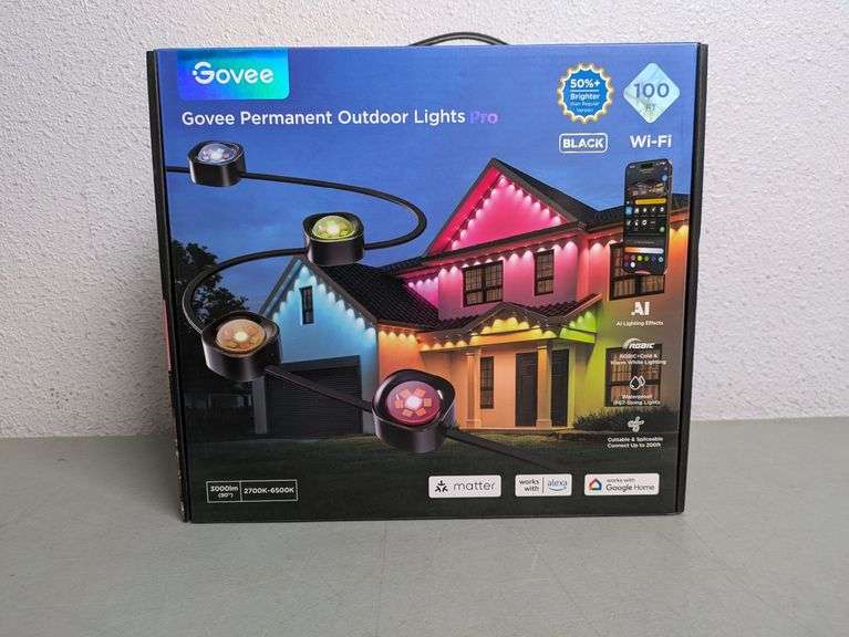 Govee Pro 100-ft Cuttable LED Permanent Outdoor Christmas Lights | Open ...