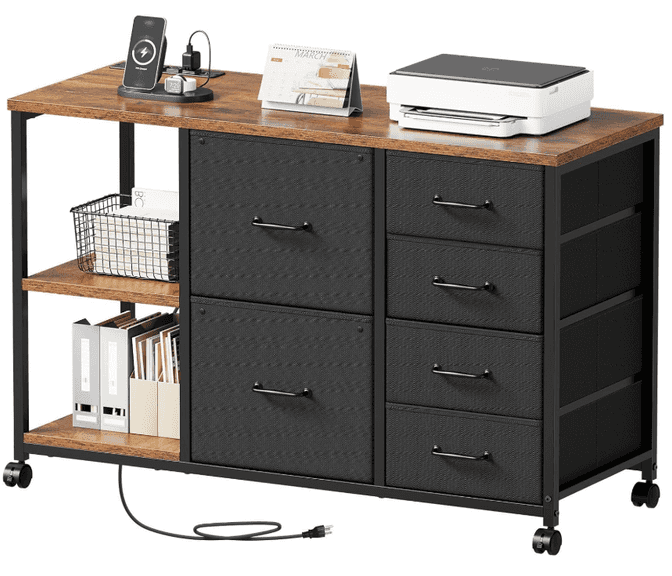 Maihail 6 Drawer File Cabinet with Charging Station | Open Box - Rio ...
