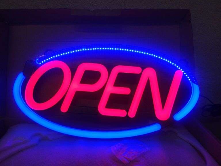 SNAILGO LED "Open" Sign 24 x 12" | Damaged | (See Condition Notes ...
