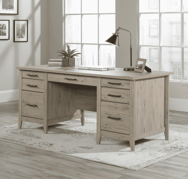 Sauder Summit Station 66"W Executive Computer Desk, Laurel Oak | Open ...