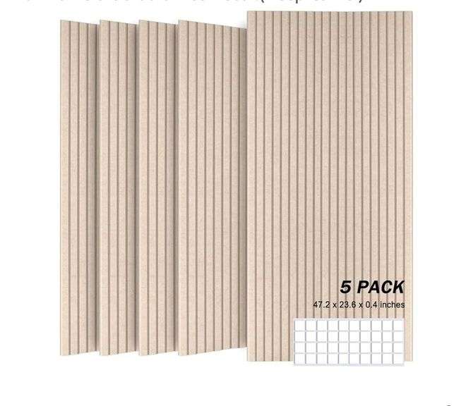 JVJVJ, 5pk Large Acoustic Panels, 48"H x 24"W, Caramel Colored, Foam ...