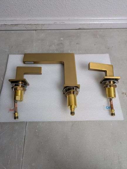 MR FAUCET Widespread 2-Handle Bathroom Faucet, Brushed Brass Gold ...