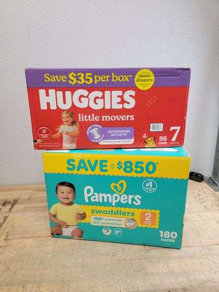 BUNDLE, Pampers 180ct Diapers, 12-18lbs Capacity, Huggies 96ct Diapers ...
