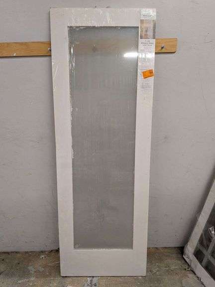 Masonite 28 in. x 80 in. No Panel Full-Lite Solid-Core Primed MDF ...