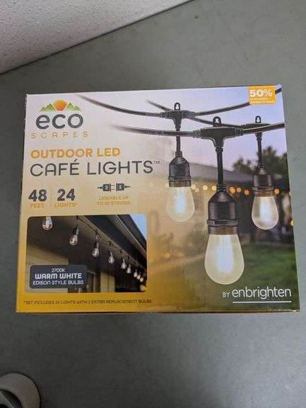 Eco Scapes - Outdoor LED Cafe Lights, 48 ft. | Open Box - Rio Grande Trade