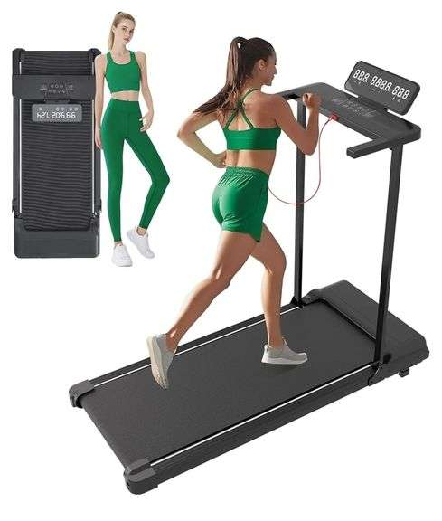 HEV GLM Folding Walking Pad w/ Handle Bars, 400lbs Capacity | Open Box ...