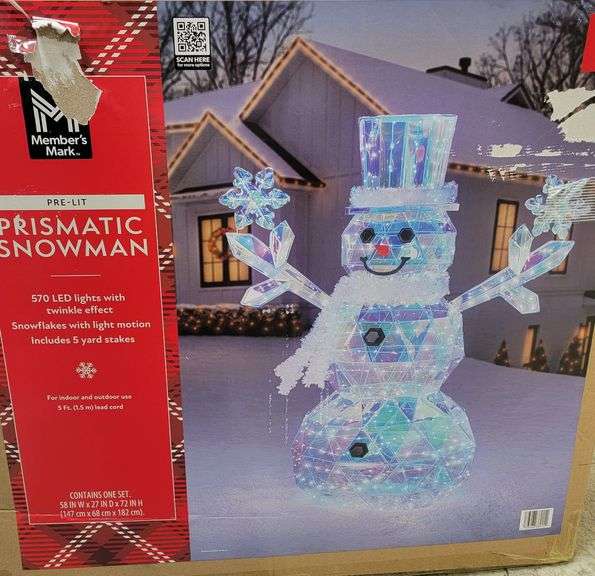 MEMBERS MARK - Prismatic 570 LED Pre-Lit Snowman w/ Stakes, 6'Tall ...