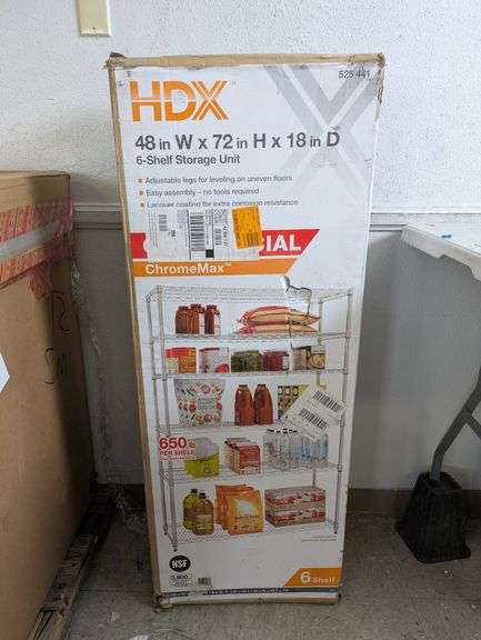 HDX 48"W x 72"H x 18"D 6-Shelf Storage Unit Chrome Max | Open Box ...