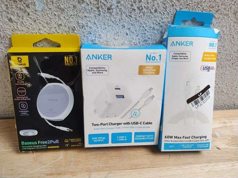 ANKER 2-Port Charger W/ USB-C Cable & USB-C To USB-C Max Fast Charging ...