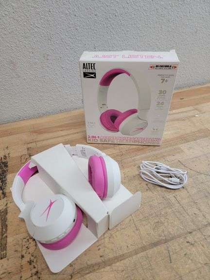 ALTEC - 2-In-1 Active Noise Cancelling Kid Safe Headphones, White/Pink ...