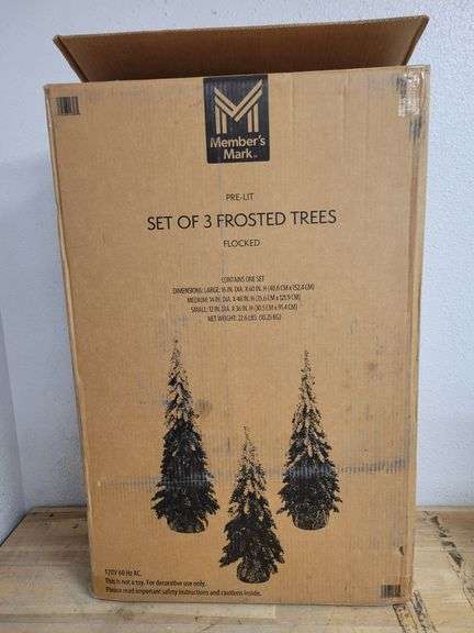 Members Mark Set Of 3 Frosted Trees | Open Box - Rio Grande Trade