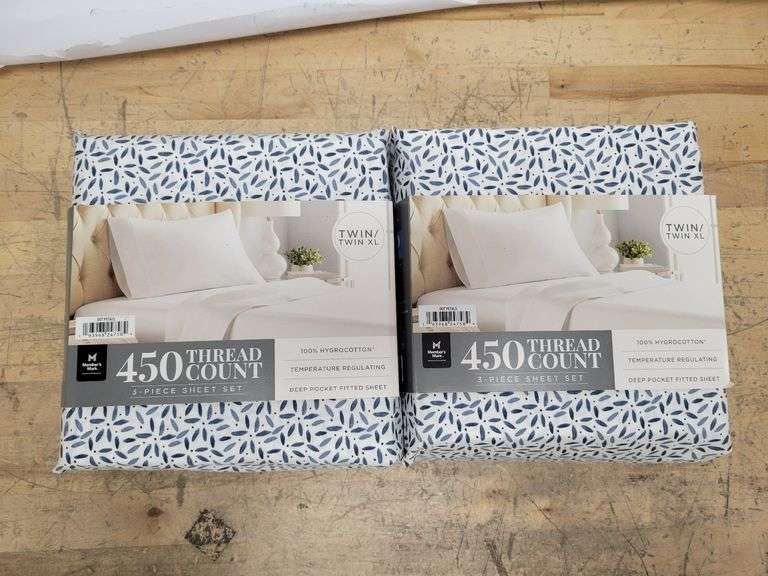BED BUNDLE: MEMBERS MARK 450 Thread Count 3-pc Sheet Set - Twin/Twin XL ...