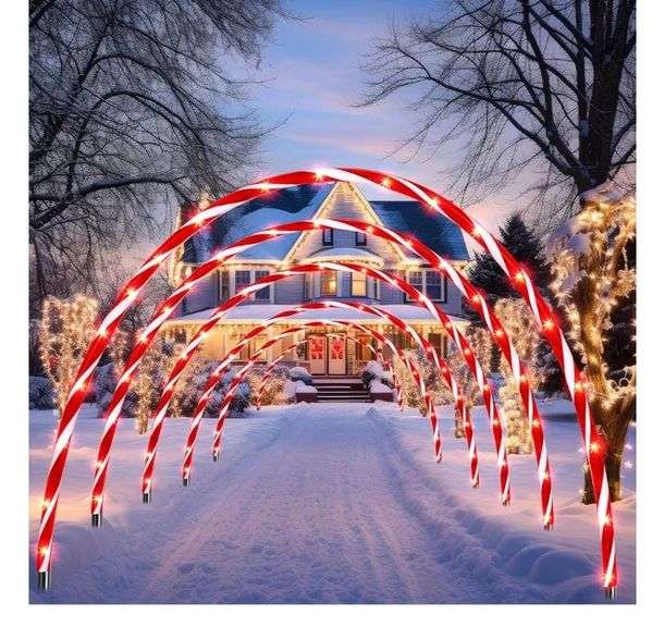 VIHOSE - 10FT Christmas Candy LED Plug-In Light Arch, Outdoor | Open ...