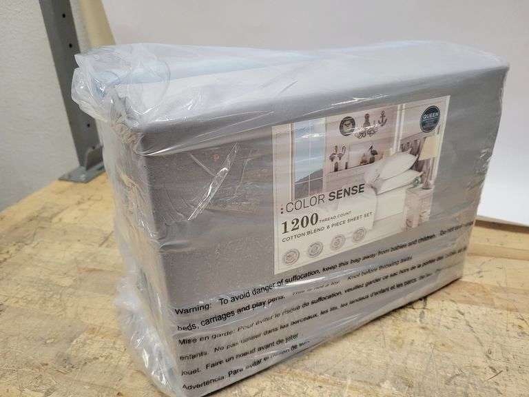 BUNDLE COLOR SENSE 1200 Thread 6pc Sheet Set - Gray COLOR SENSE 1200 ...