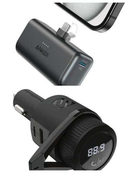 ANKER Foldable Portable Charger USB C / SCOSCHE Bluetooth Transmitter ...