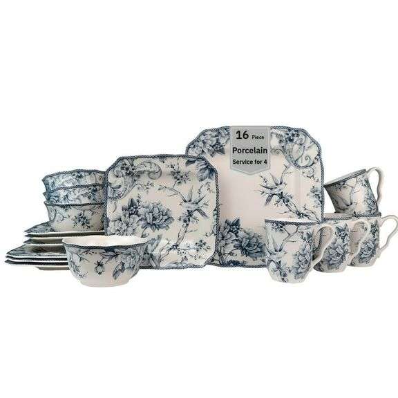 222 Fifth Adelaide Square Porcelain Dinnerware Set | Open Box | (See ...